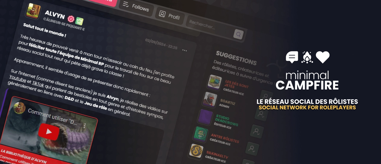 Minimal Campfire, le réseau social des rôlistes